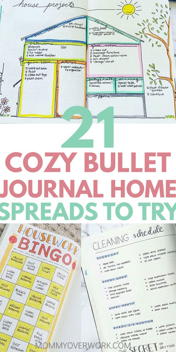 21 COZY Bullet Journal House Cleaning and Maintenance Spreads