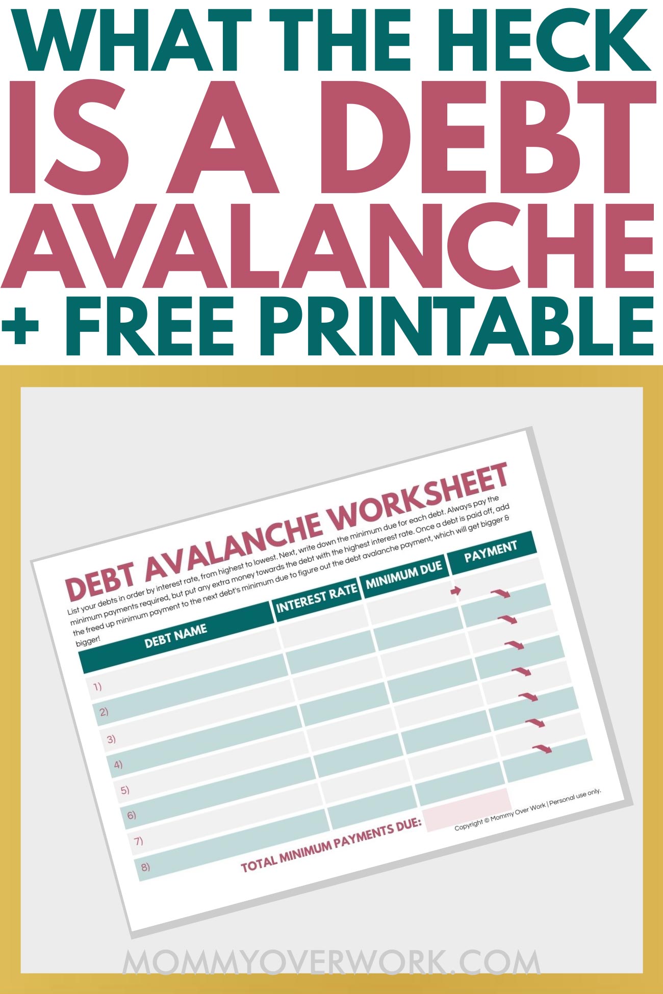 Debt Avalanche: CHEAPER Way to Smash Debt [Free Printable]