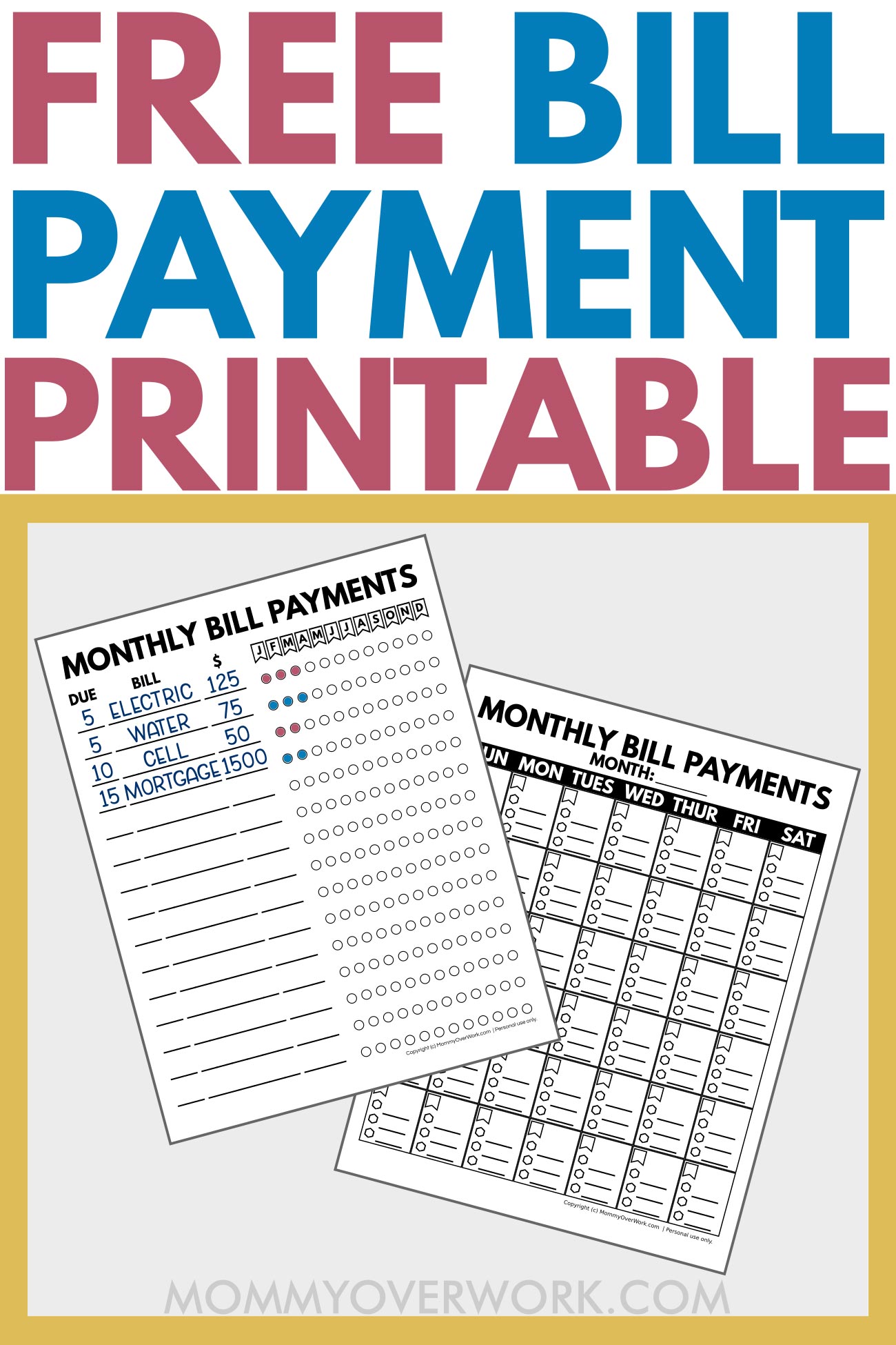 Free Bill Payment Trackers [Printable PDF]